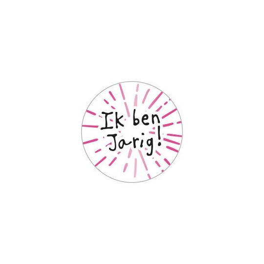 sticker ik ben jarig roze